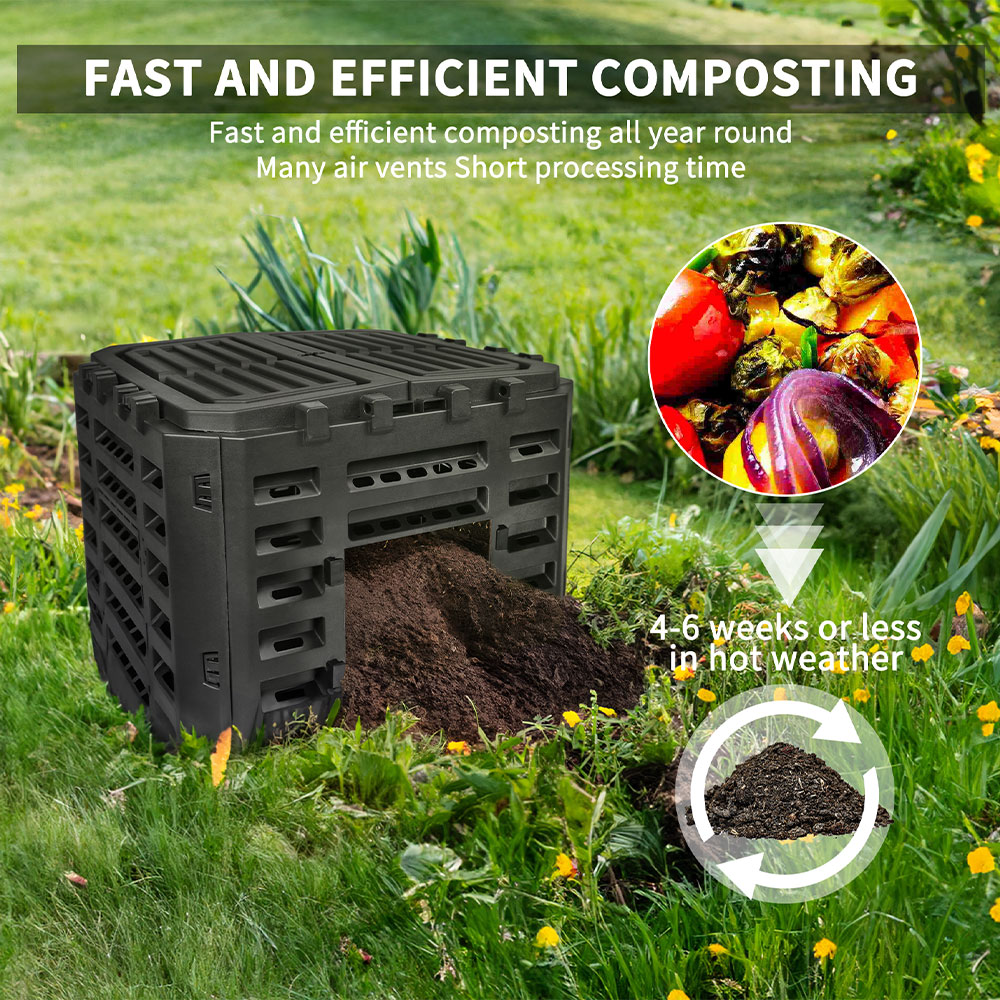 All-season Eco-friendly Kitchen Compost Bin Outdoor Waste Compost 180L Plastic Garden Composter ...